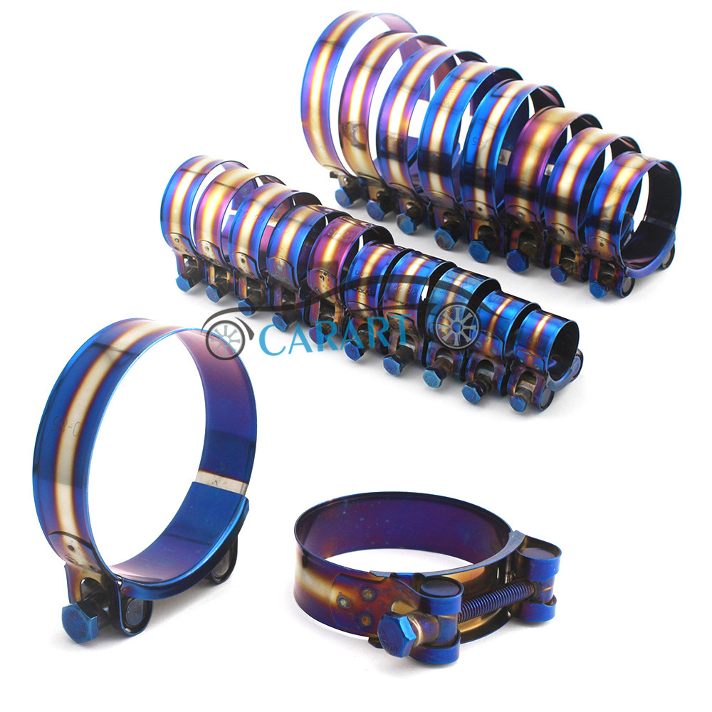 Universal Stainless Steel Hose Clamp Kit Adjustable Titanium Blue T ...