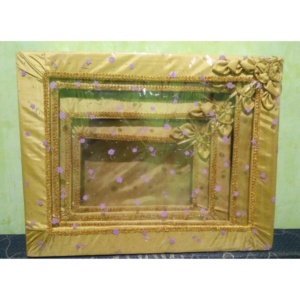 Ribbon Closed Wedding Gift Box / Lace Covered Dowry Box (1 set ...