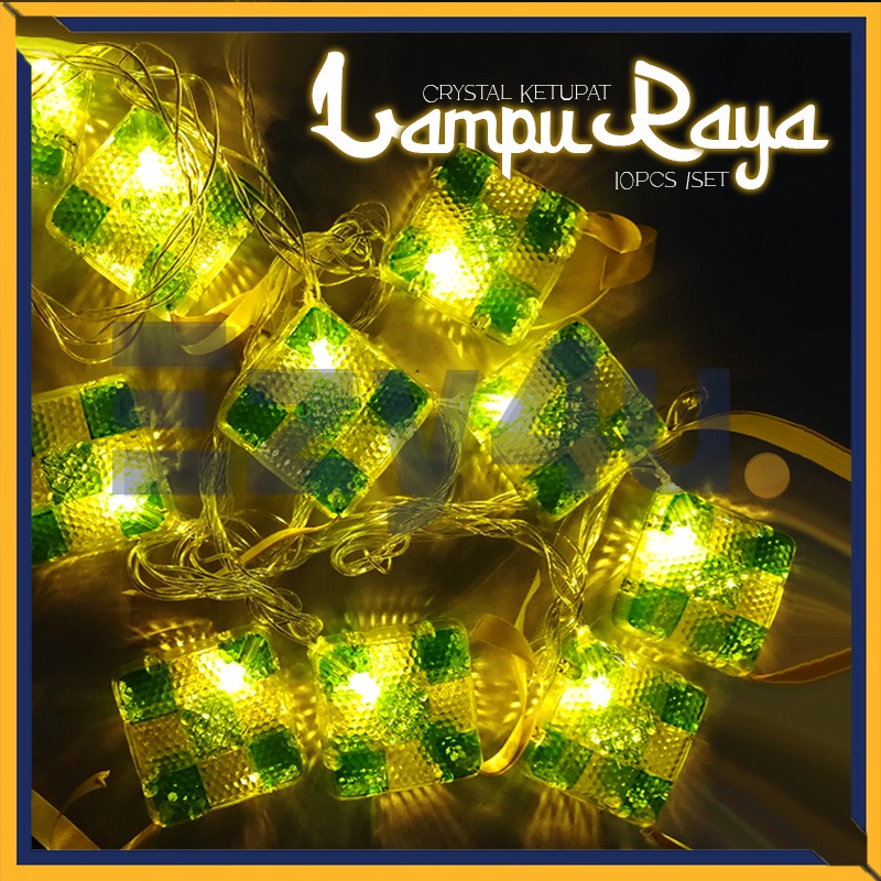 100LED Lampu Ketupat Raya Adjustable Mode Lip Lap Led Kelip Crystal ...