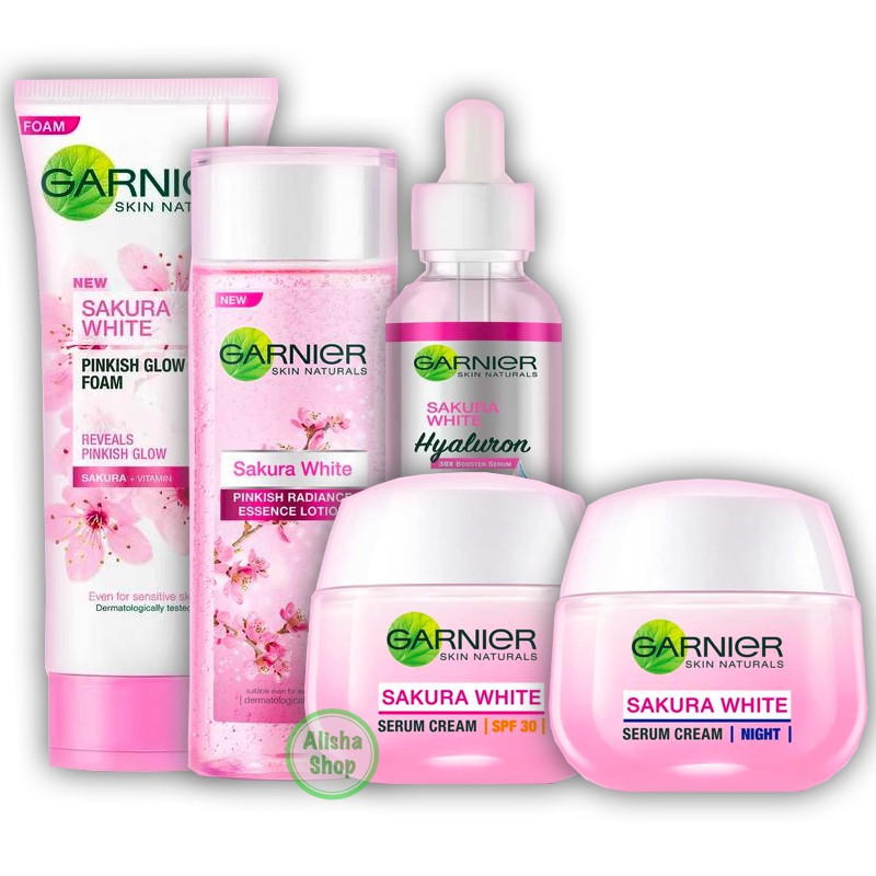 Garnier Sakura White Package (Foam + Essence Lotion + Serum + Day Cream ...