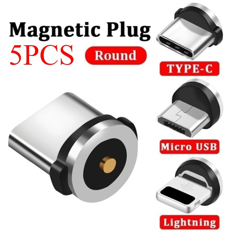 Round Magnetic Cable plug Type C Micro USB C 8 pin Plugs Fast Charging ...