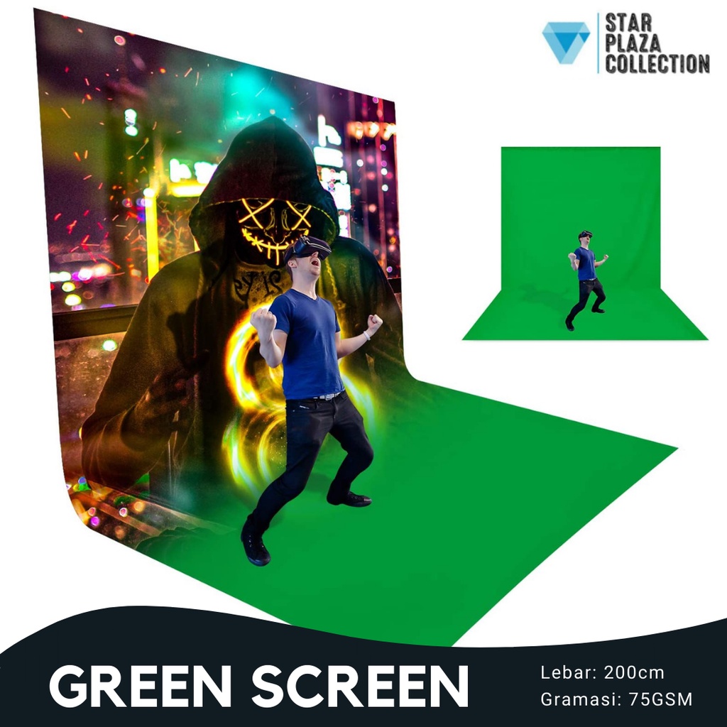 LAYAR HIJAU Studio Green Screen Photo Background Cloth 6 METER Green ...