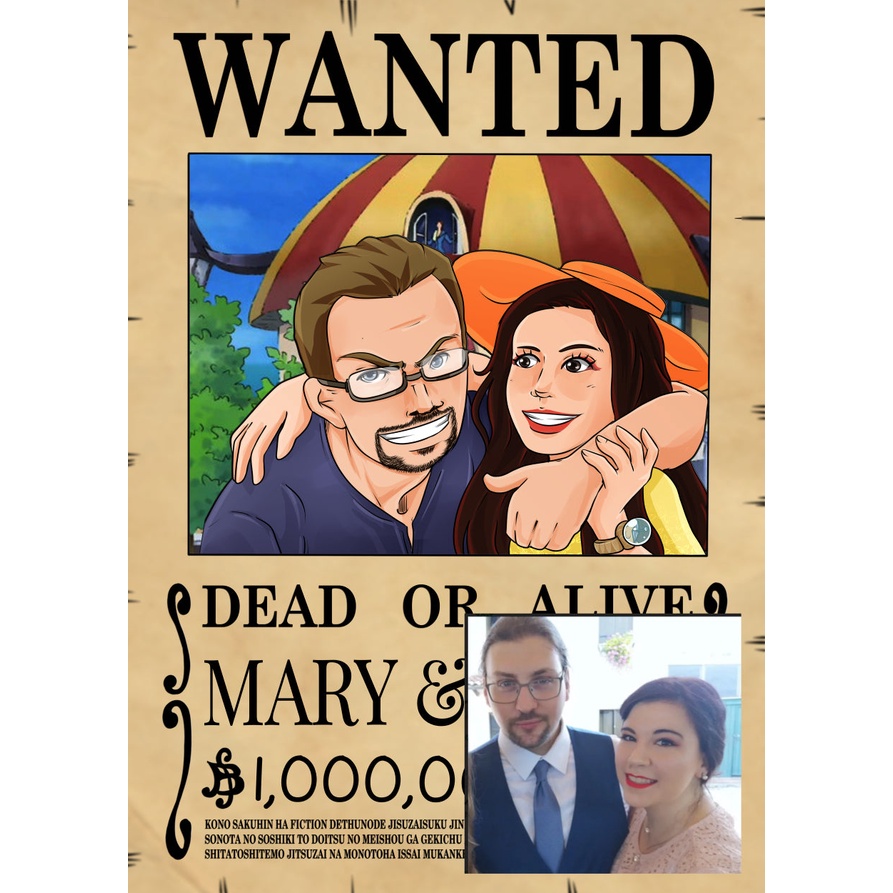 Mak's Art - One Piece Wanted Poster Couple Portrait Art Commission | Shopee Singapore