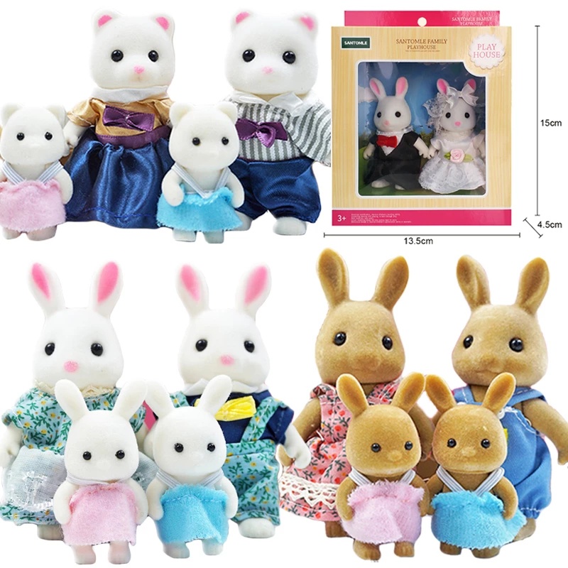 Simulation Forest Rabbit Family Doll Plush Toys Dollhouse Figures DIY ...