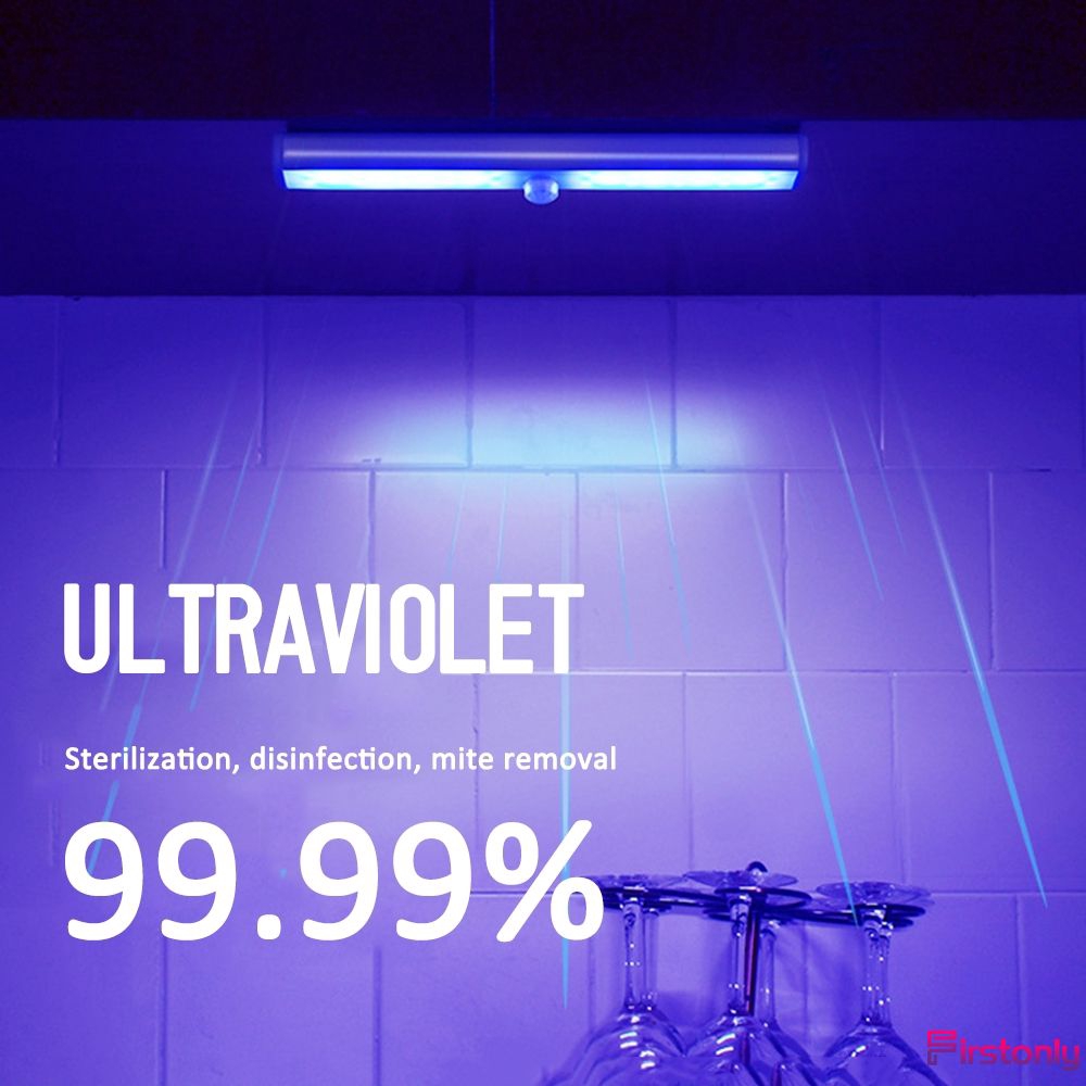 light UV Disinfection Lamp USB Rechargeable PIR Motion Sensor Cabinet ...