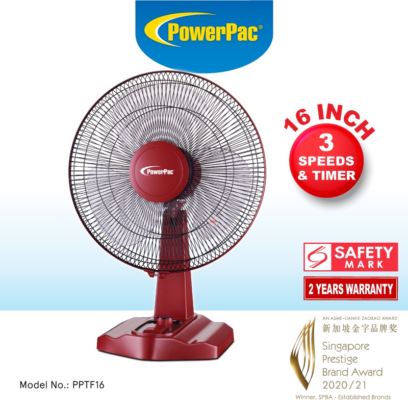 PowerPac, Fan, Portable Fan, Desk fan, 16 inch (PPTF16) | Shopee Singapore