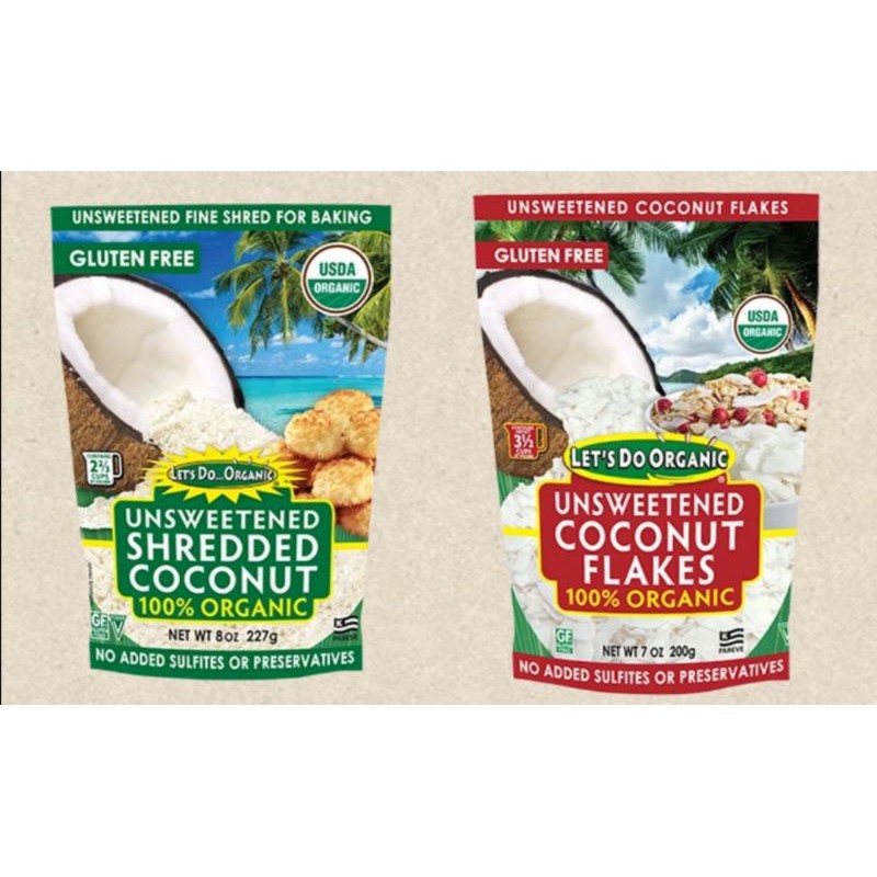 100% Organic Unsweetened Shredded / Flakes / Toasted Flakes Coconut, 8 ...