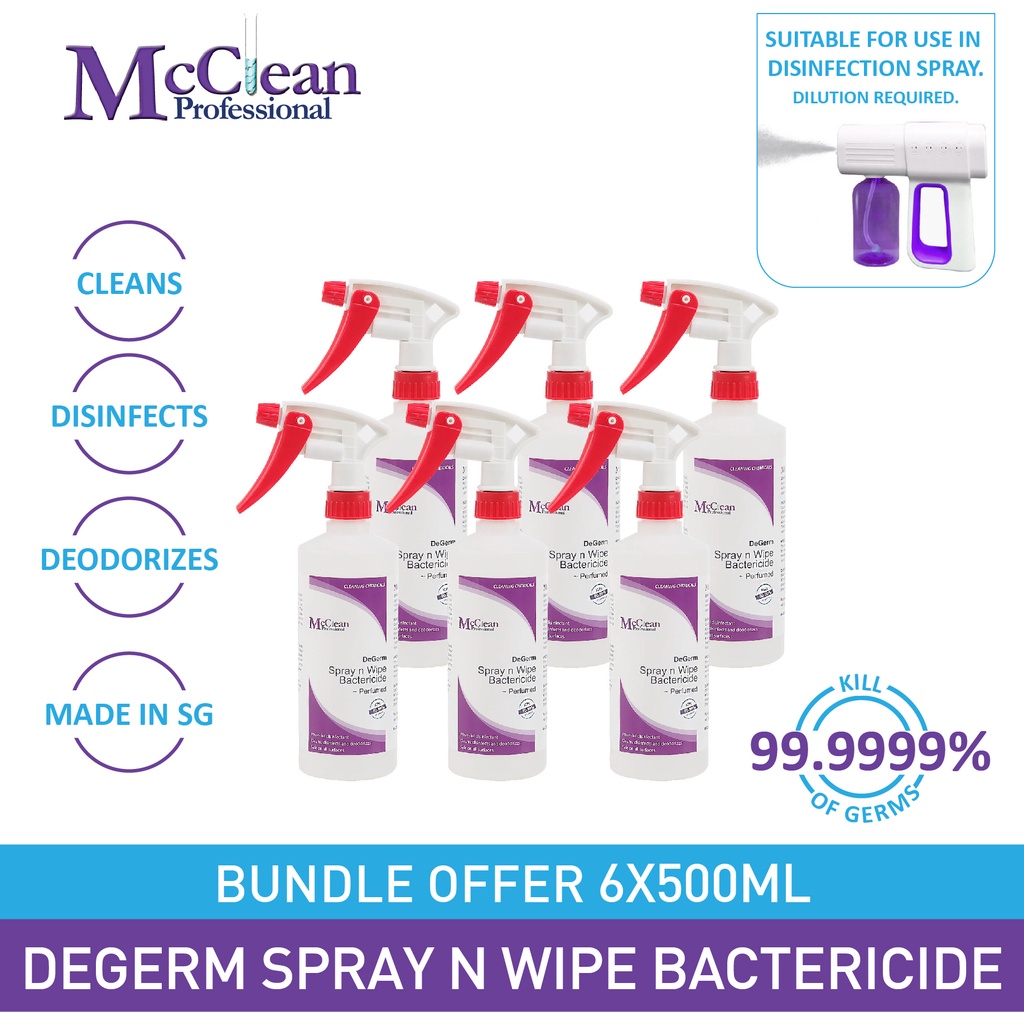 DeGerm Spray N Wipe Bactericide (6 x 500ml)/Disinfection spray gun ...
