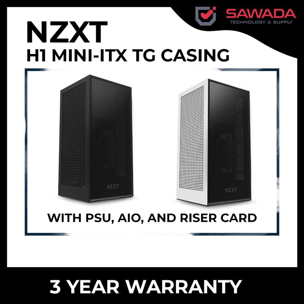 NZXT H1 BLACK/WHITE MINI-ITX CASING WITH PSU, AIO, RISER CARD | Shopee ...