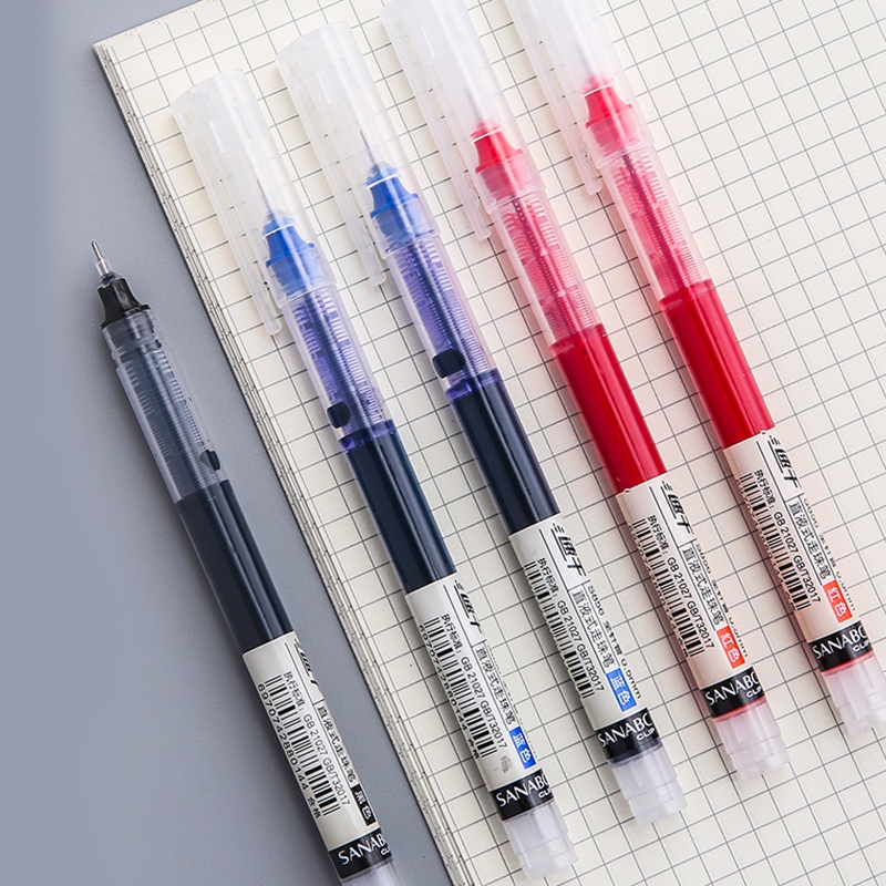 Concise Quick Dry Straight Liquid Gel Pen Black/Blue/Red Ink Large ...