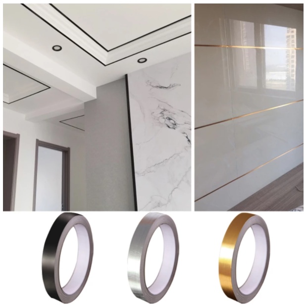 Wall Sealing Tape Home 0.5/1/2*5000cm Silver Gold Adhesive Floor Tile ...