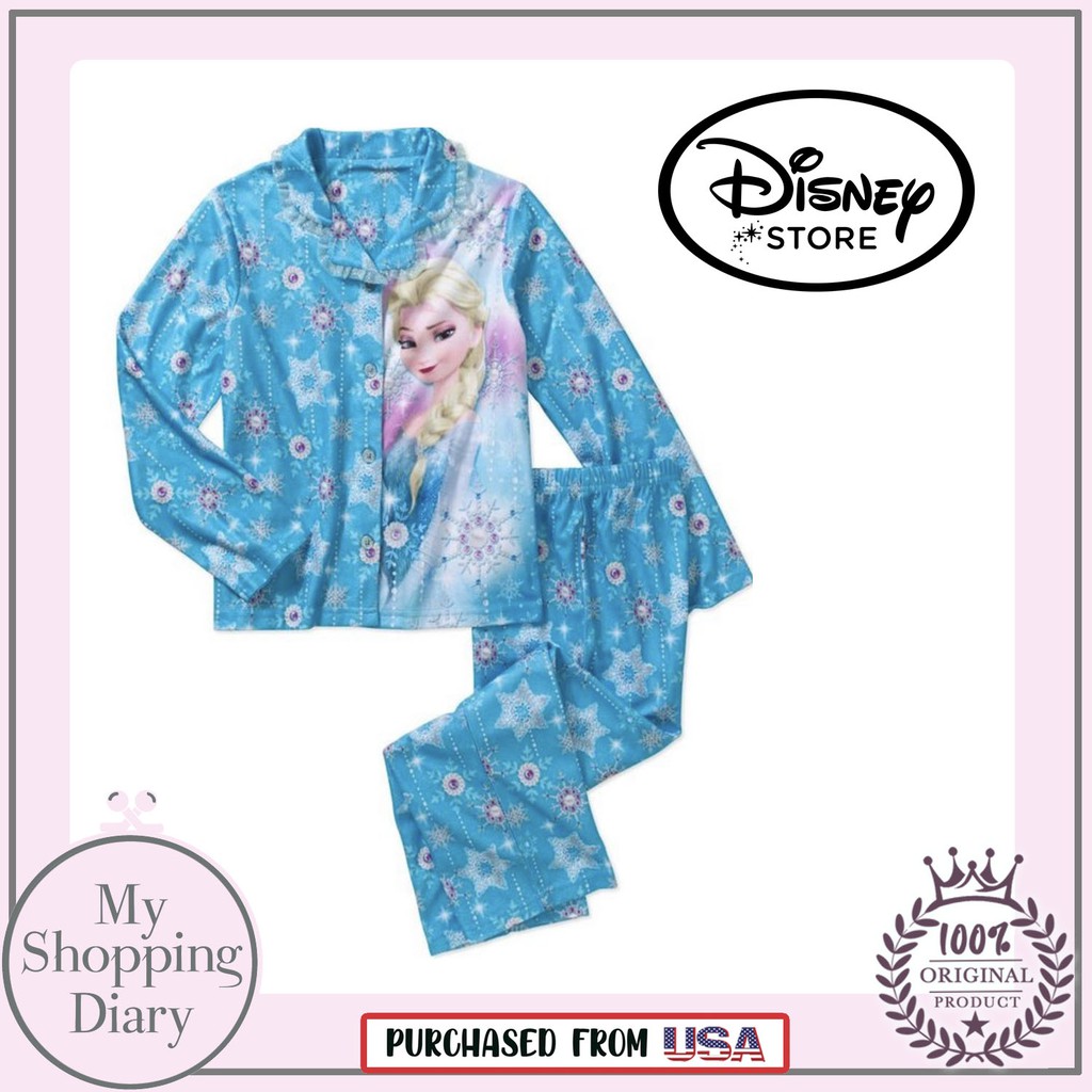 Disney 2pk Elsa Button Down Pajamas | Shopee Singapore