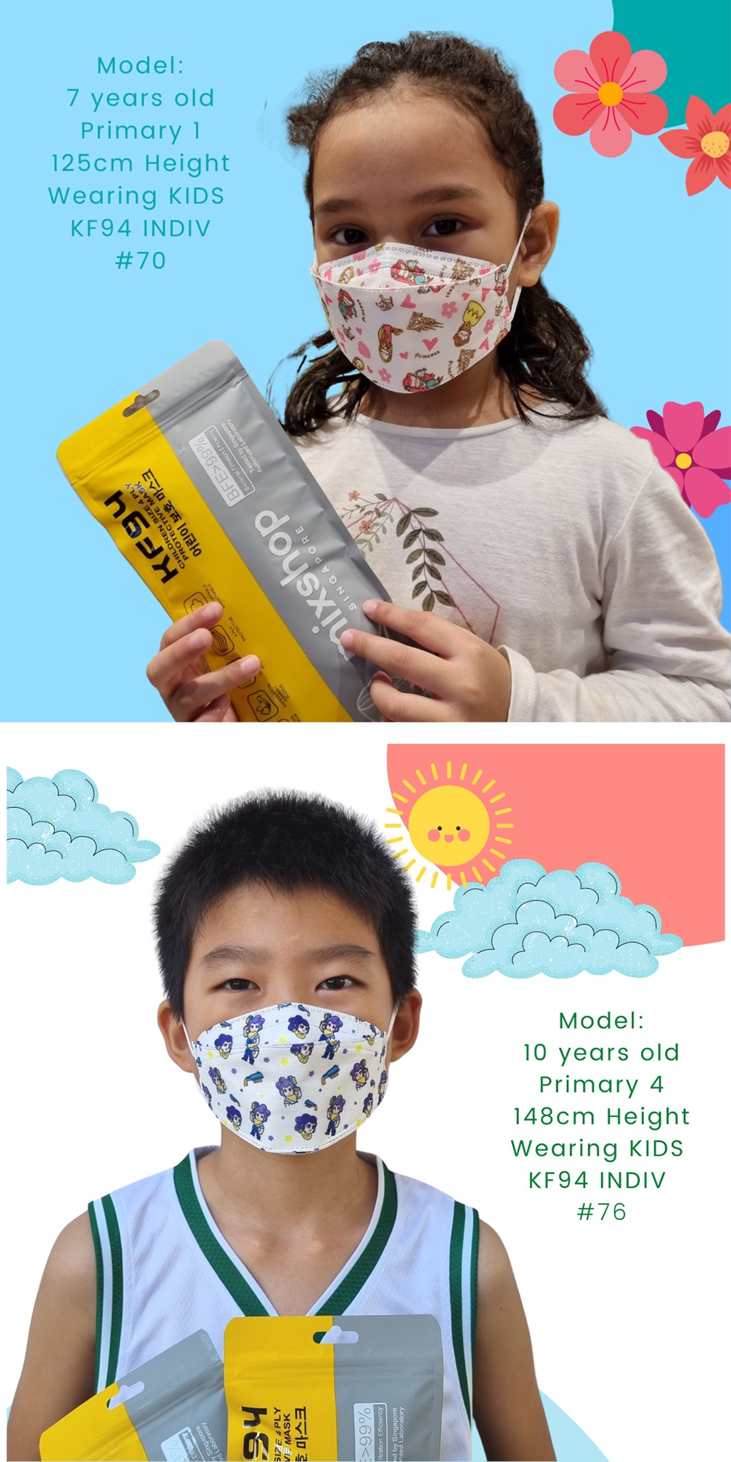 mixshop NEW DESIGNS KF94 KIDS MASK, INDIVIDUAL PACKAING, BFE>99%, SG ...