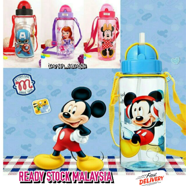 Disney Mickey Minnie Drinking Water Bottle Straw Cup | Shopee Singapore