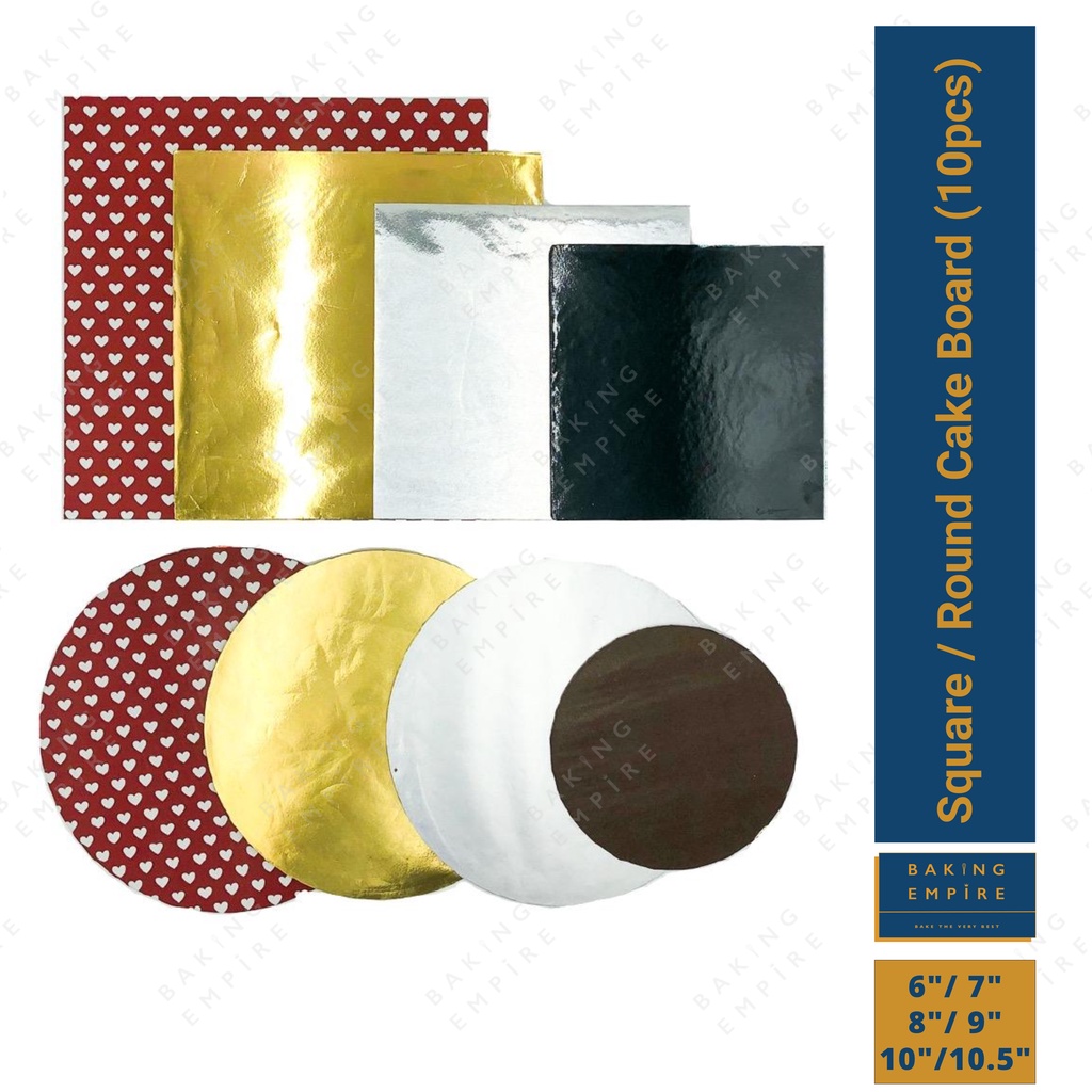 Square / Round Cake Board / Papan Kek 10pcs (6,7,8,9,10 Inch) | Shopee ...