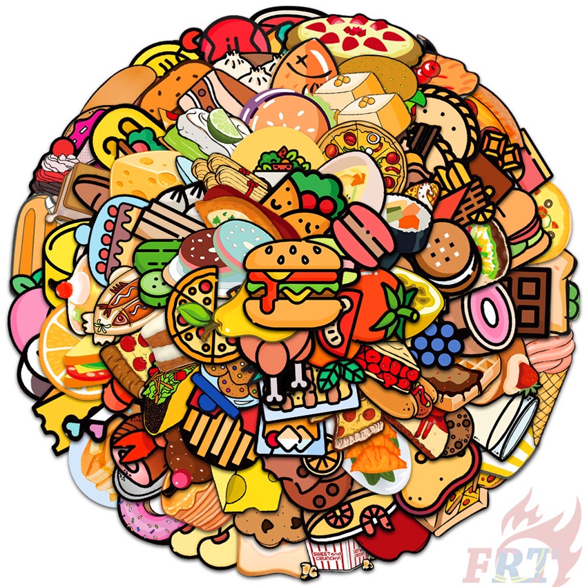 100Pcs/Set Yummy Picnic Delicious Food Series A Mini Stickers ...