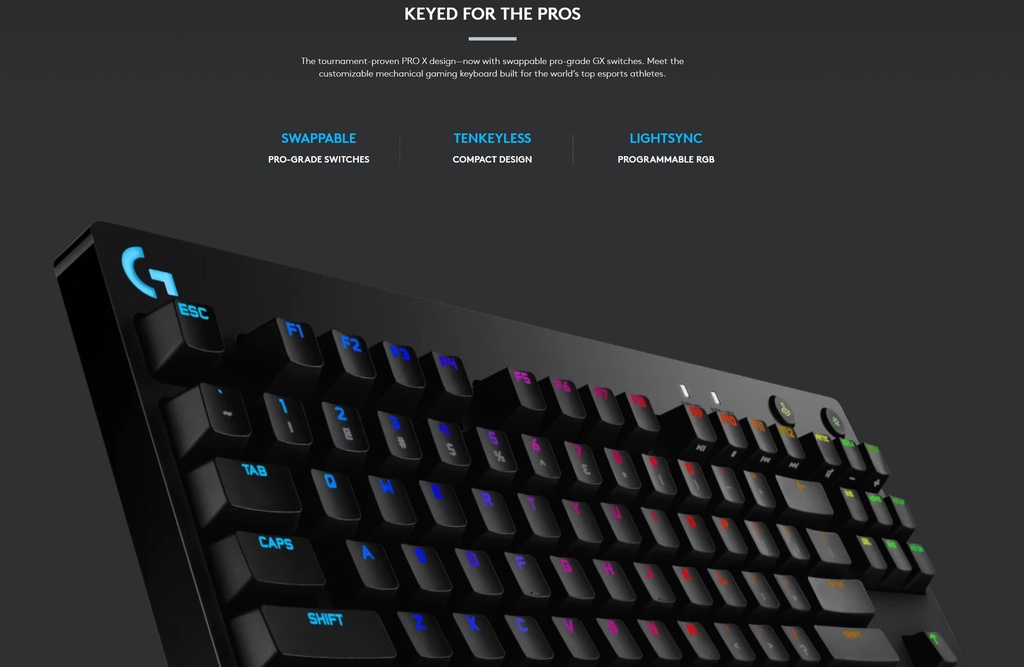 Logitech G PRO X Mechanical RGB TKL Gaming Keyboard with Swappable ...