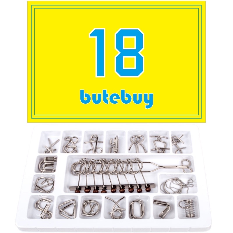 SG Ready Stock Metal Puzzle 18 Pieces Set Brain Teaser IQ Test Game for ...
