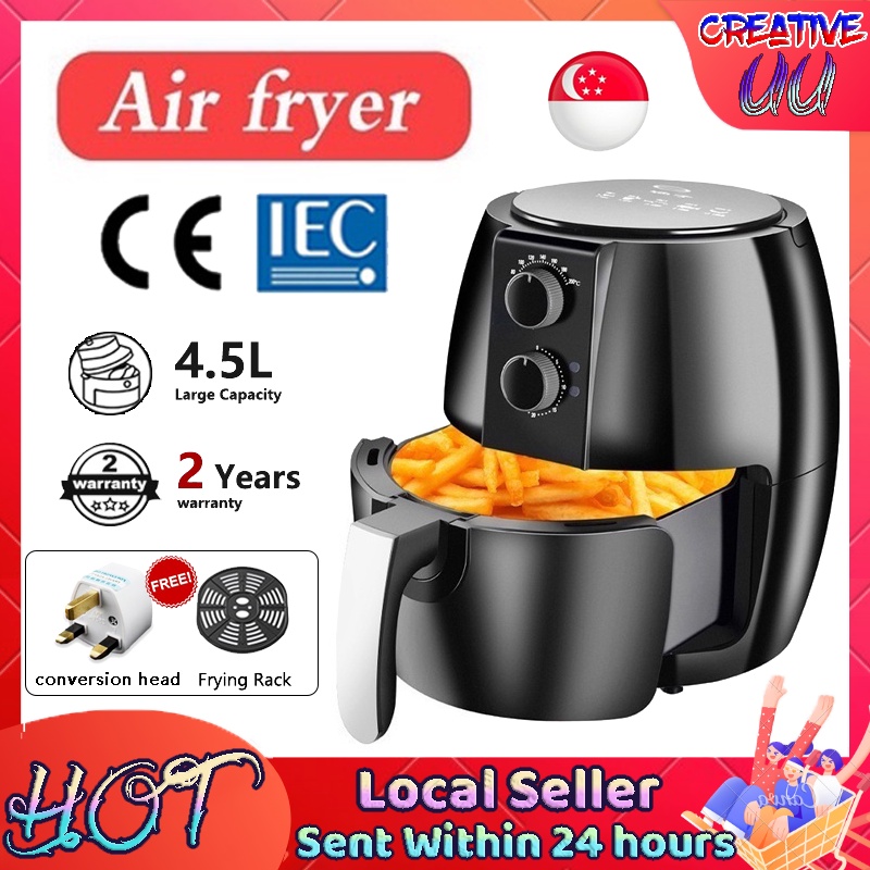 🔥【SG Ready Stock】🔥 4.5L Electric Air Fryer Timer Cooker Non-Stick Fry ...