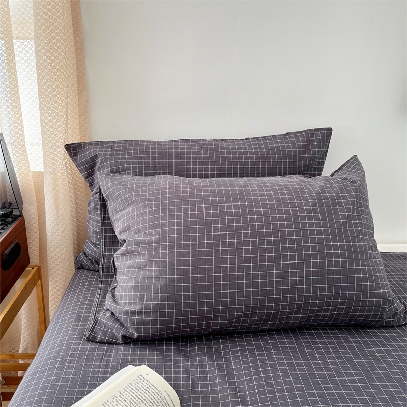 2pcs Washed Cotton Pillow case Plaid Striped Pattern Pillowcase Pure ...