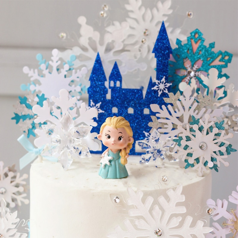 Frozen Elsa Princess Cupcake Toppers Snowflake Castle cake Decorating ...
