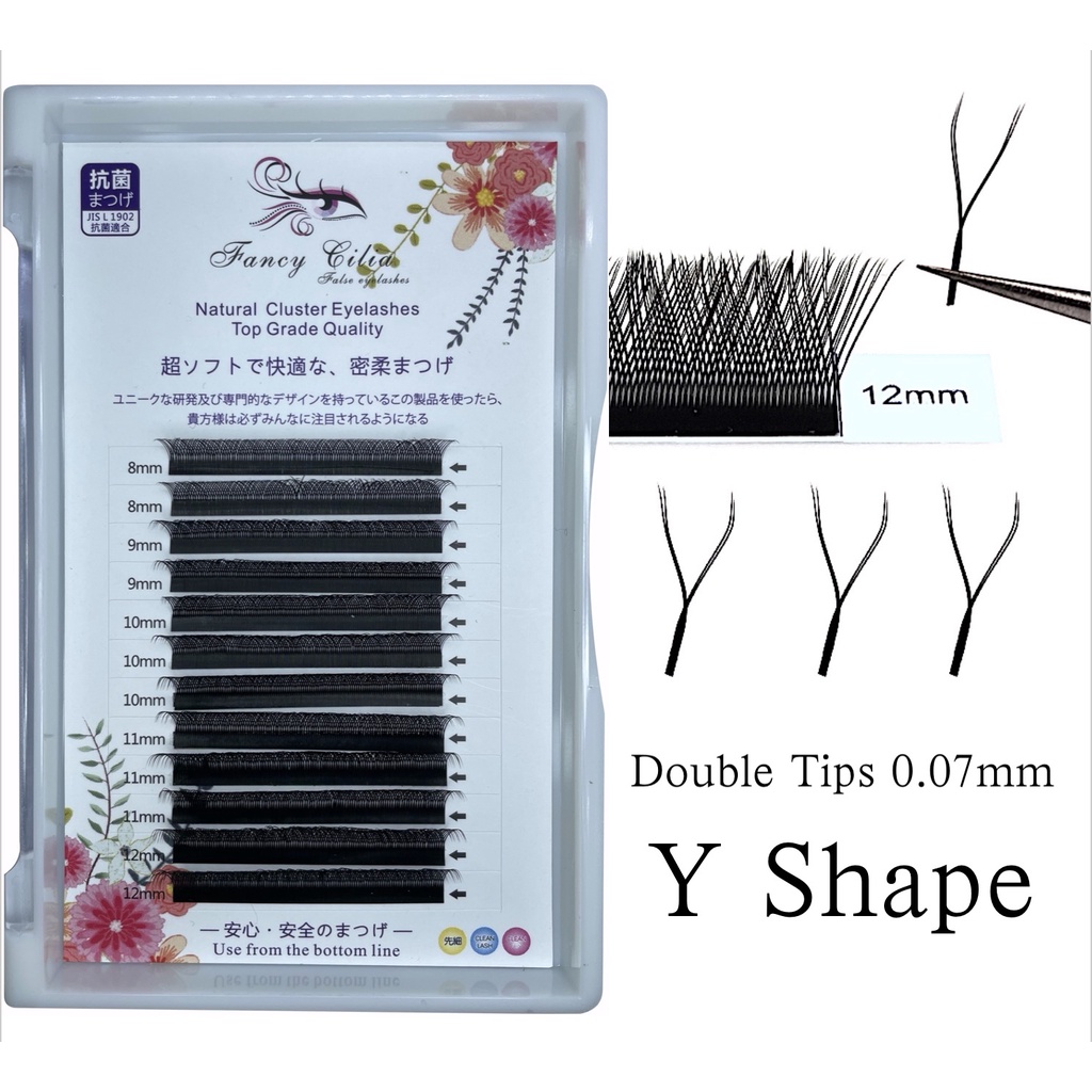 Y Type Eyelashes Extension Hand Woven Double Tips Thickness0.07mm ...
