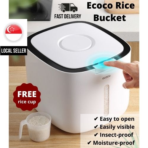 Ecoco Rice Container 5kg 10kg Bucket Kitchen Organiser Storage Pet Food ...