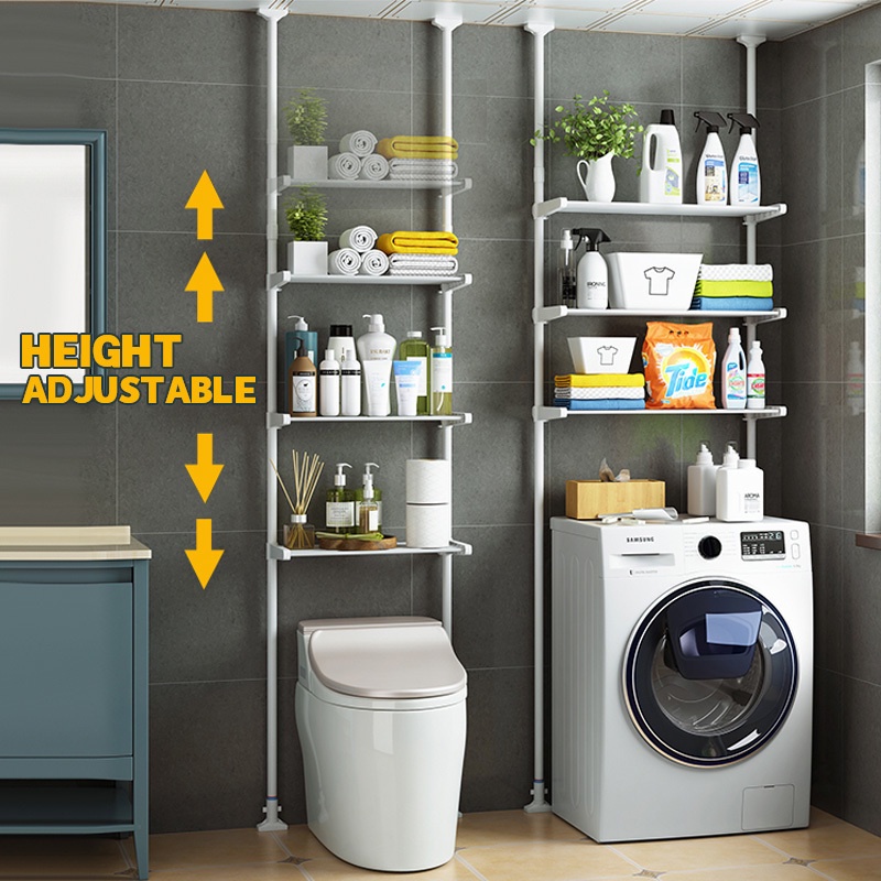 SUMI Adjustable Toilet Rack Bathroom Shelves Floor Type Washing Machine ...