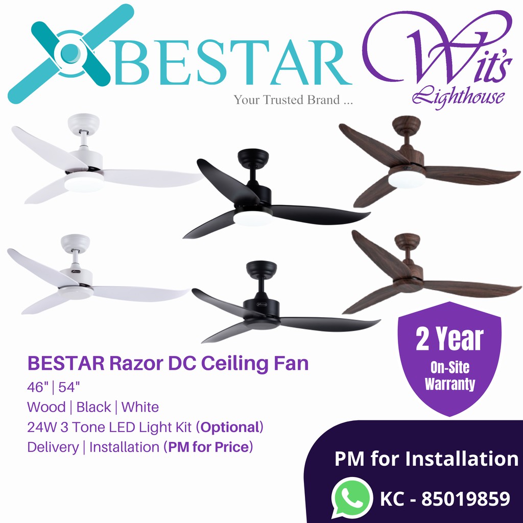 ★2 Year Warranty★ Ceiling Fan - BESTAR RAZOR, DC Motor, 3 Tone LED ...