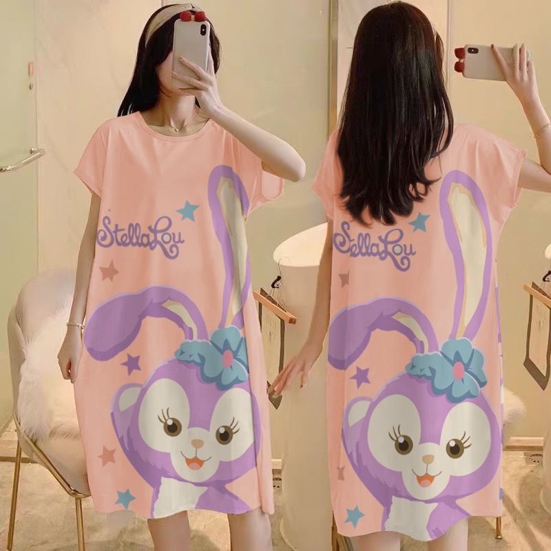 Nightdress Summer Thin Cartoon Women Pyjamas milk silk home service ...