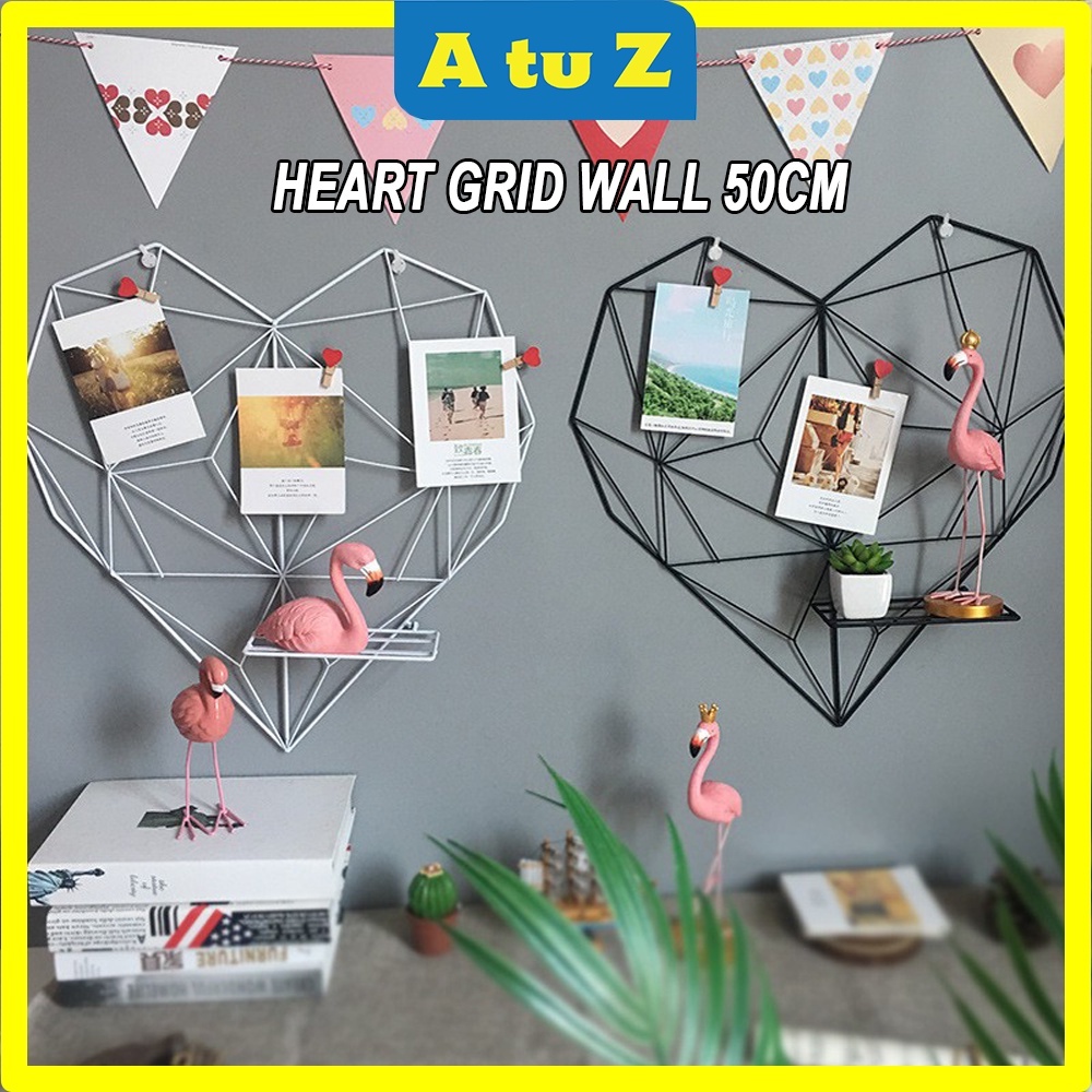AtuZ 52*57cm Iron Grid Heart Multifunctional Hanging Photo Frame DIY ...