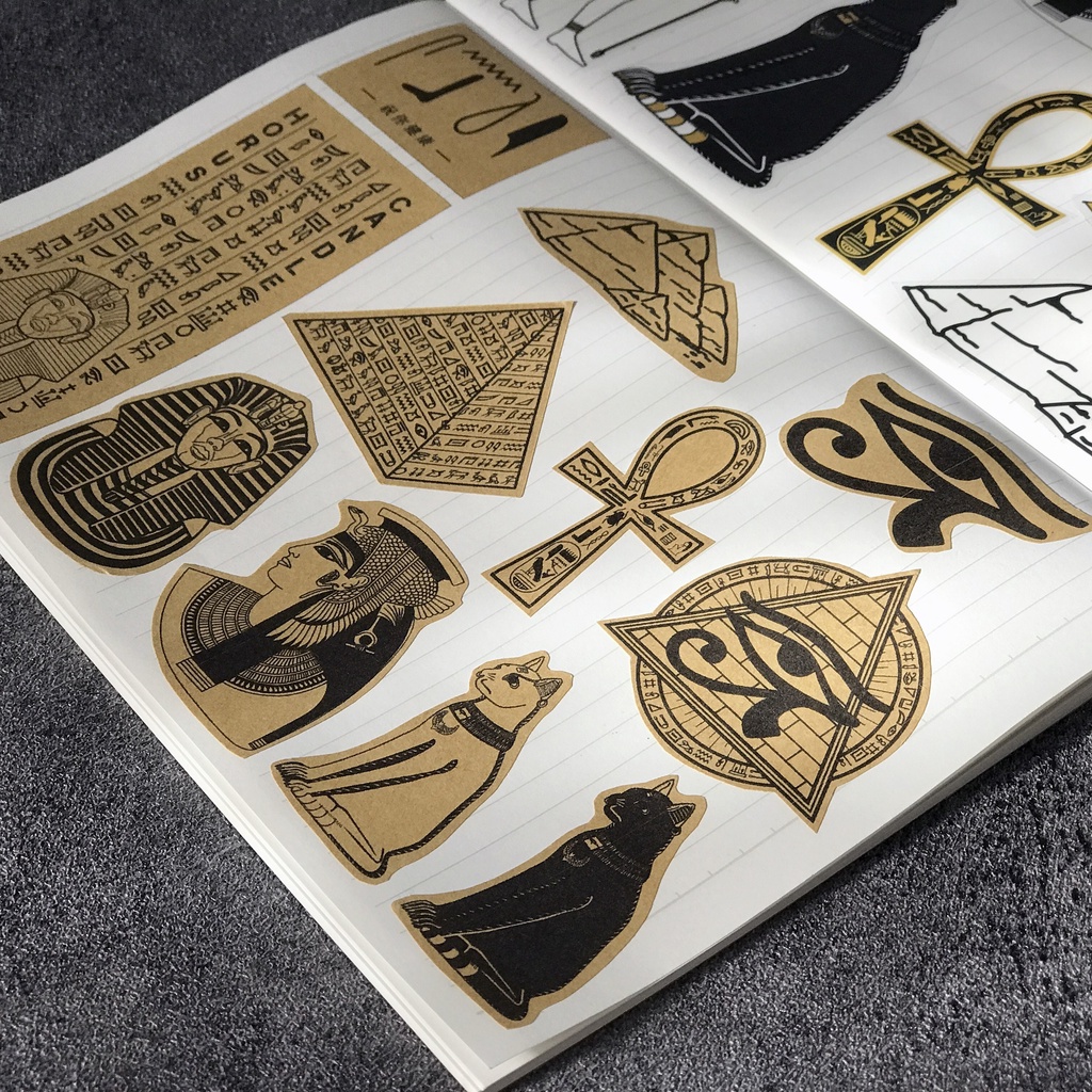 Egyptian Civilization Series Cowhide Stickers|Pharaoh Horus Eye Cat God ...