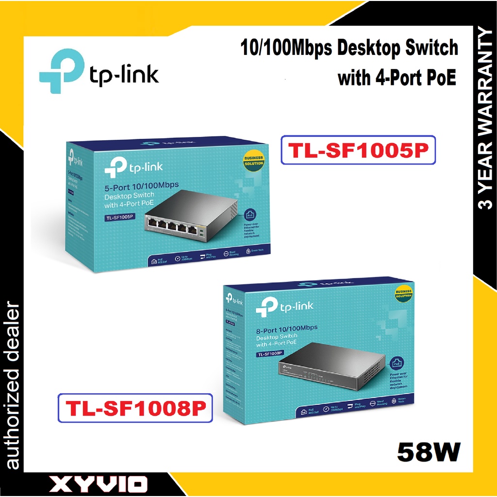 TP-LINK TL-SF1005P 5-Port / TL-SF1008P 8-Port 10/100Mbps Desktop Switch ...
