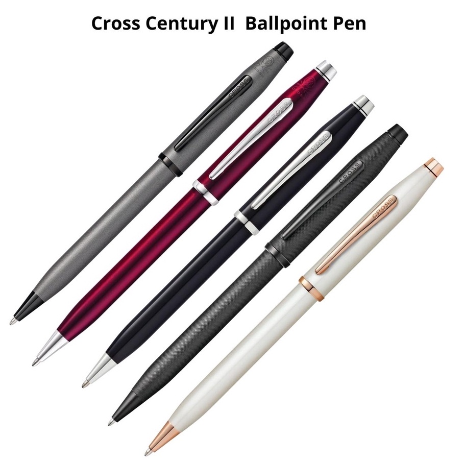 Cross Century II Ballpoint Pen, Black Lacquer, Black Micro-knurl ...