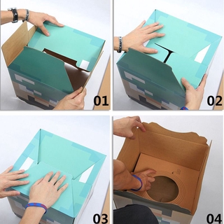 Minecraft Cardboard Head Cover Box Adult Unisex Mask Cosplay Costume ...