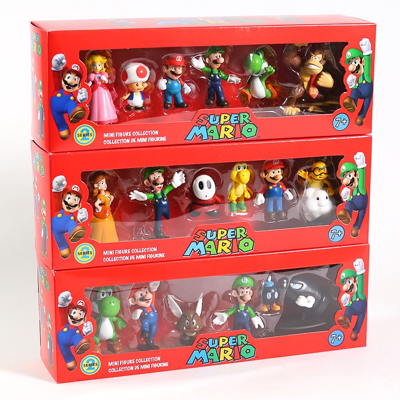 6PCS Super Mario Bros Action Figure Toys Dolls Model Set Luigi Yoshi ...