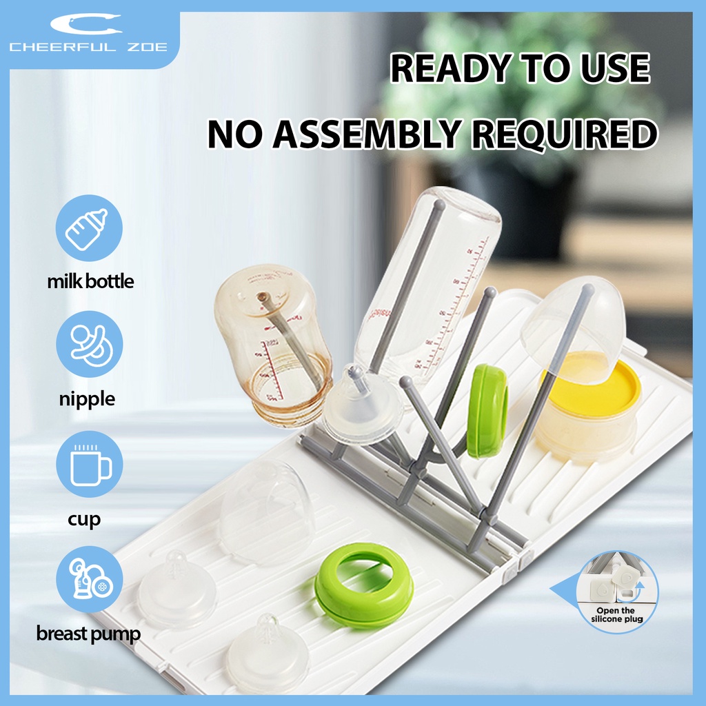 Baby Bottle Drying Rack with Tray and Drainer, Foldable Space Saving ...