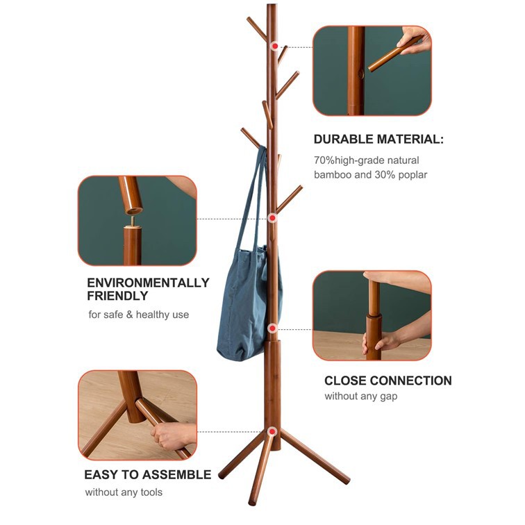 SG seller solid Wooden Coat Rack and Stand, Free Standing Clothes ...