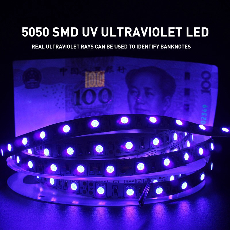 UV Ultraviolet 5050 SMD LED Strip Light 0.5-5M Waterproof Ribbon Purple ...