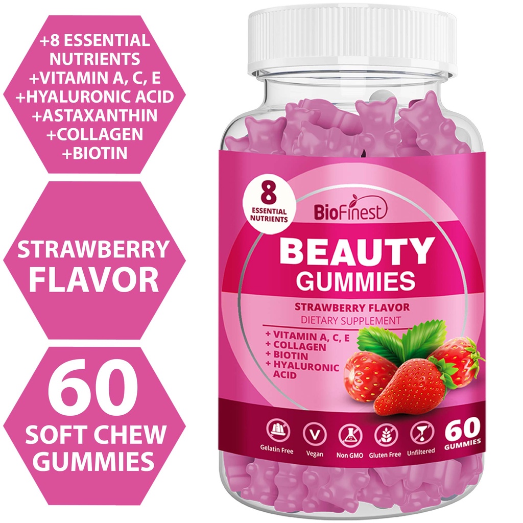 Biofinest Beauty Collagen Gummy Supplement - Vitamin A C E Biotin ...
