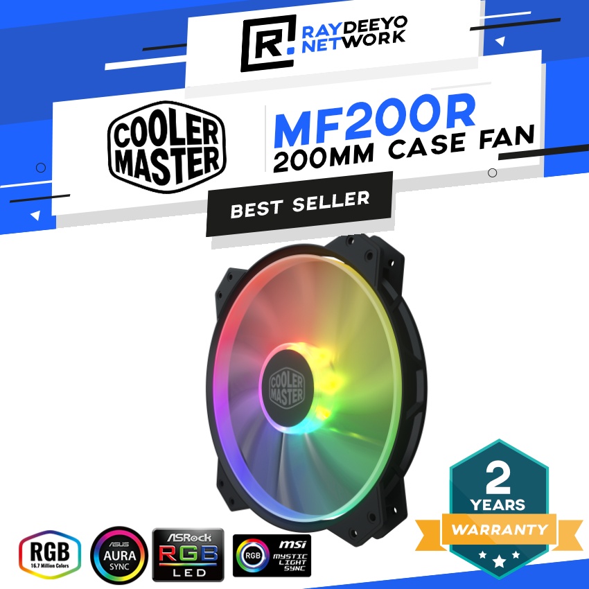 COOLER MASTER MASTERFAN MF200R ARGB Case Fan [800 RPM/Airflow 90 CFM ...