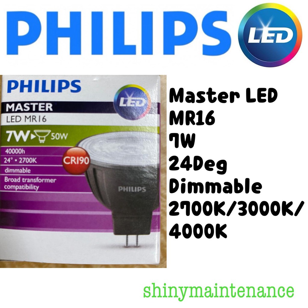 [2pc bundle!] Philips Master LED Bulb Spot MR16 6.5W Dimmable 24D 12VAC 2700K/3000K/4000K ...