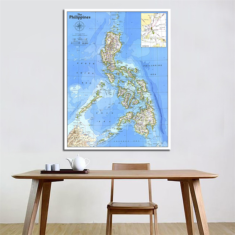 !new! Philippines Map--Large Asia Southeast Map Decorative Hanging ...
