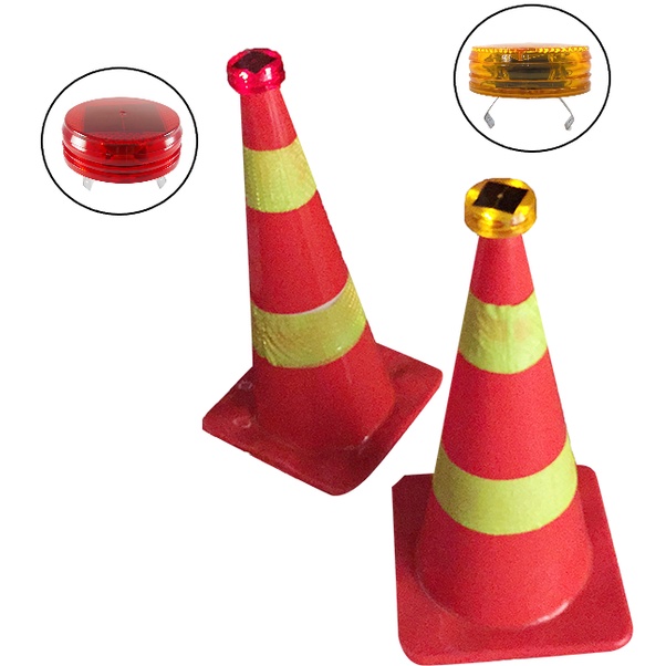 [SG STOCK] REVOLVING LIGHT SOLAR CONE RED/ YELLOW Safety Blinking ...