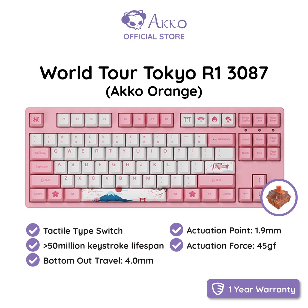 AKKO Keyboard 3087 NBL - World Tour Tokyo R1 (Akko Orange Tactile ...
