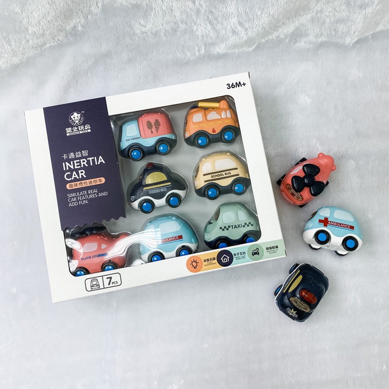 [SG Instock] 7 Pcs Cute Toy Cars Set, Ambulance, Police Car, School Bus ...