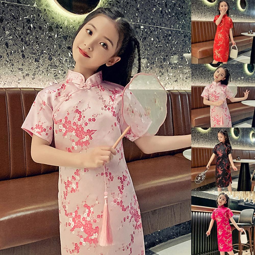 Girls CNY Chinese New Year Cheongsam Qipao Chinese Costume Dress ...