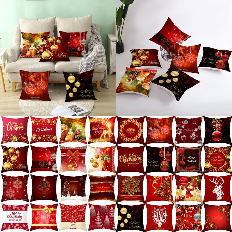 Luxurious Skin Peach Velvet Cushion Cover Featuring Santa Claus Holiday ...