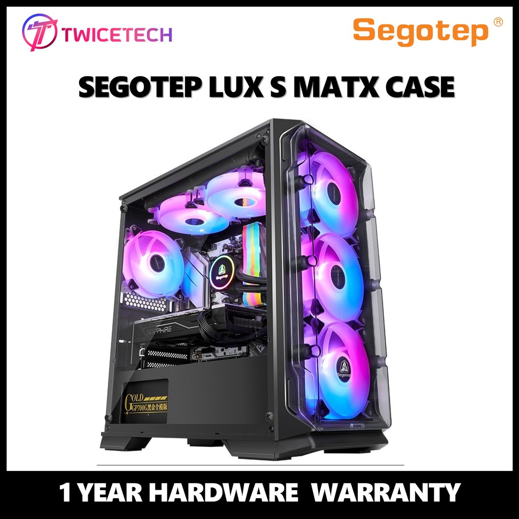 Segotep Lux S Tempered glass MATX Gaming Casing With 3 RGB FAN GAMING ...