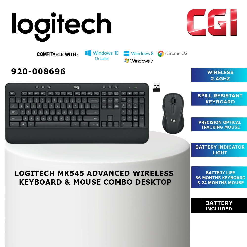 Logitech Mk545 Advanced Wireless Keyboard And Mouse Combo Desktop 920 008696 Shopee Singapore
